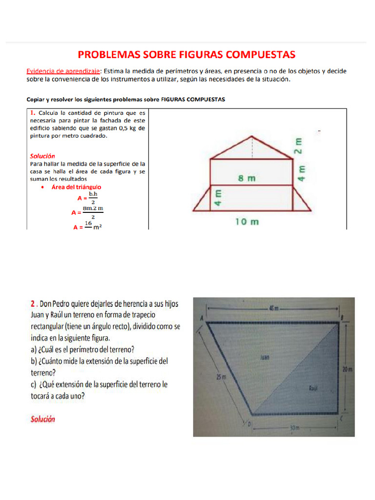 Ficha de Áreas Compuestas | PDF