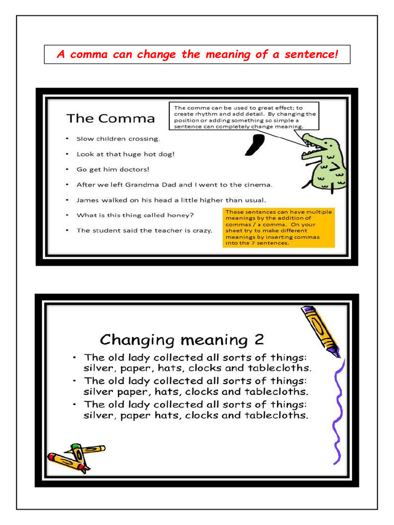 A Comma Can Change The Meaning of A Sentence Online | PDF