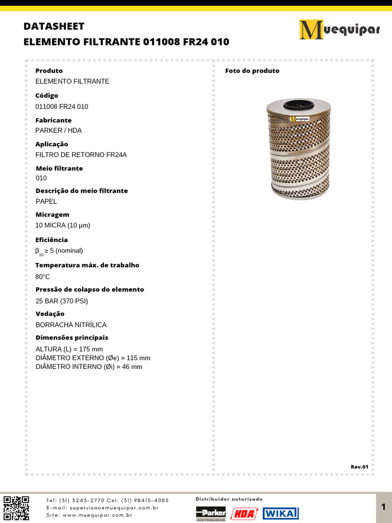 11 11 11 Foto - 542datasheet MQP Elemento Filtrante fr24 010 011008 ...
