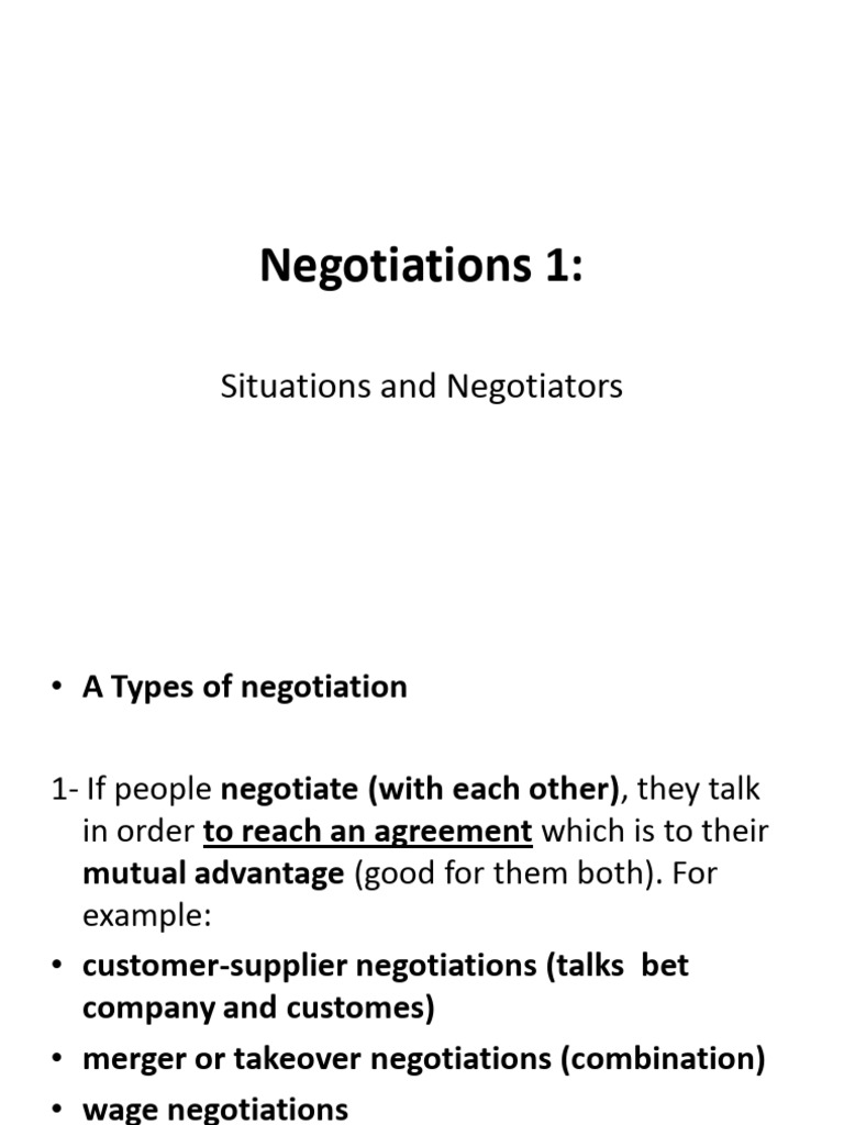 Negotiations 1 | PDF | Negotiation | Bargaining