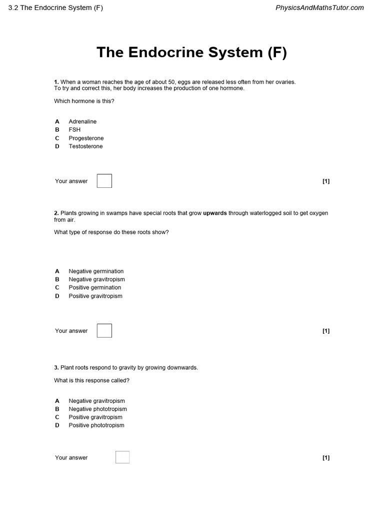 3.2 The Endocrine System (F) QP | PDF | Menstrual Cycle | Sex