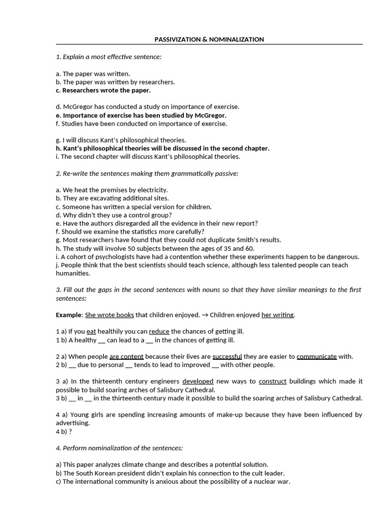 Passivization & Nominalization | PDF