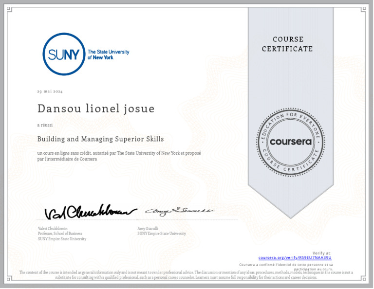 Coursera Building and Managing Superior Skills | PDF