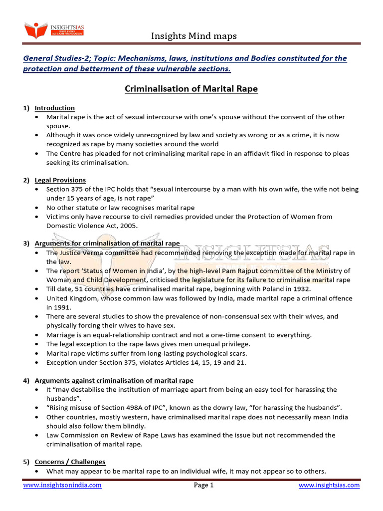 Criminalisation of Marital Rape | PDF | Rape | Marriage