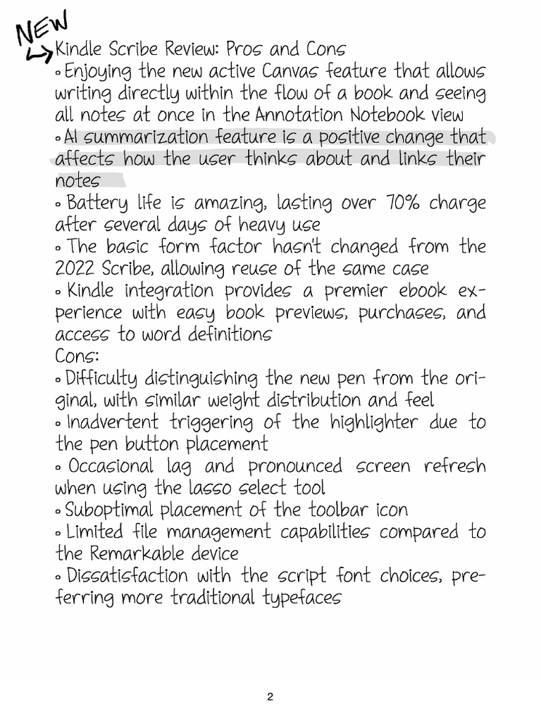 Kindle Scribe AI Summary Review | PDF