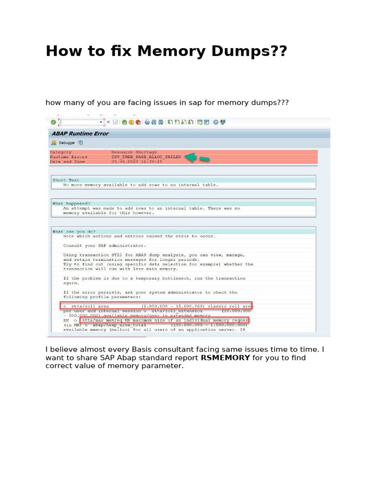 How to fix Memory Dumps | PDF