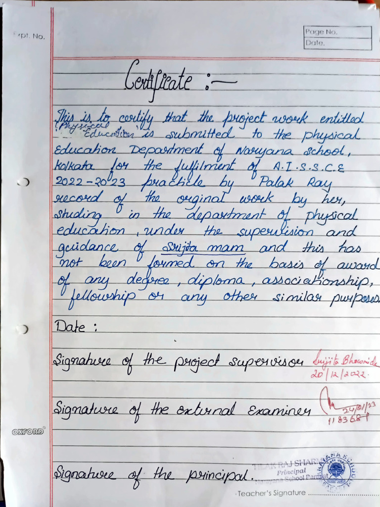 Physical Education Practical Project | PDF