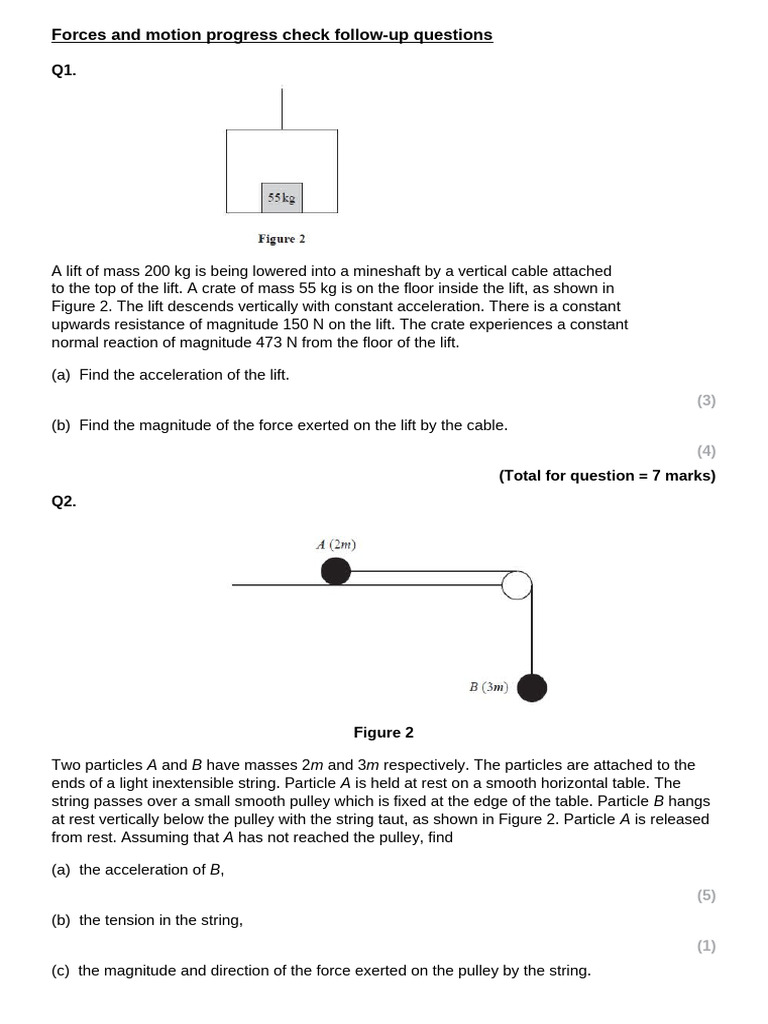 Forces and Motion Progress Check Questions | PDF | Force | Lift (Force)