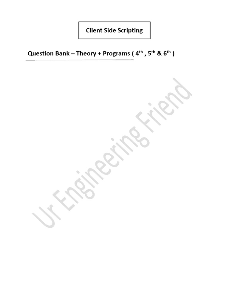 Client-Side Scripting Question Bank | PDF