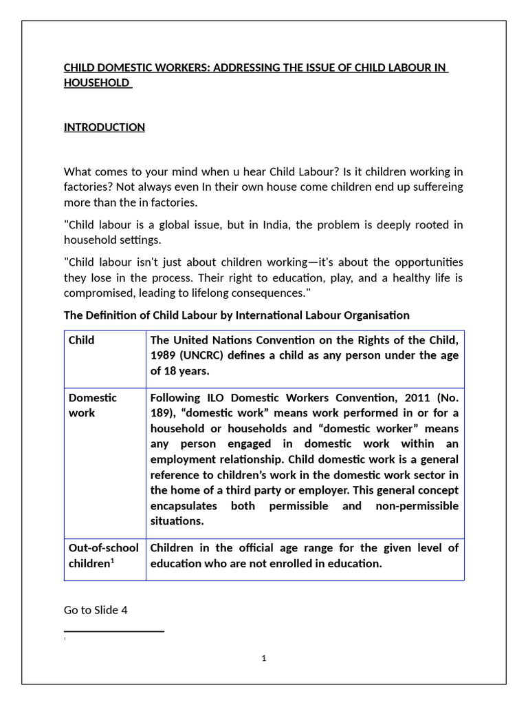 Child Labour Presentation Labour Law | PDF | Child Labour | Domestic Worker
