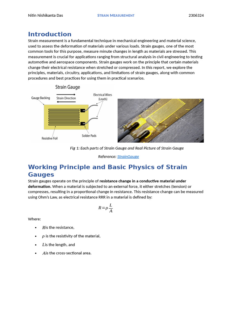 Strain Measurement - Report | PDF | Electrical Resistance And ...