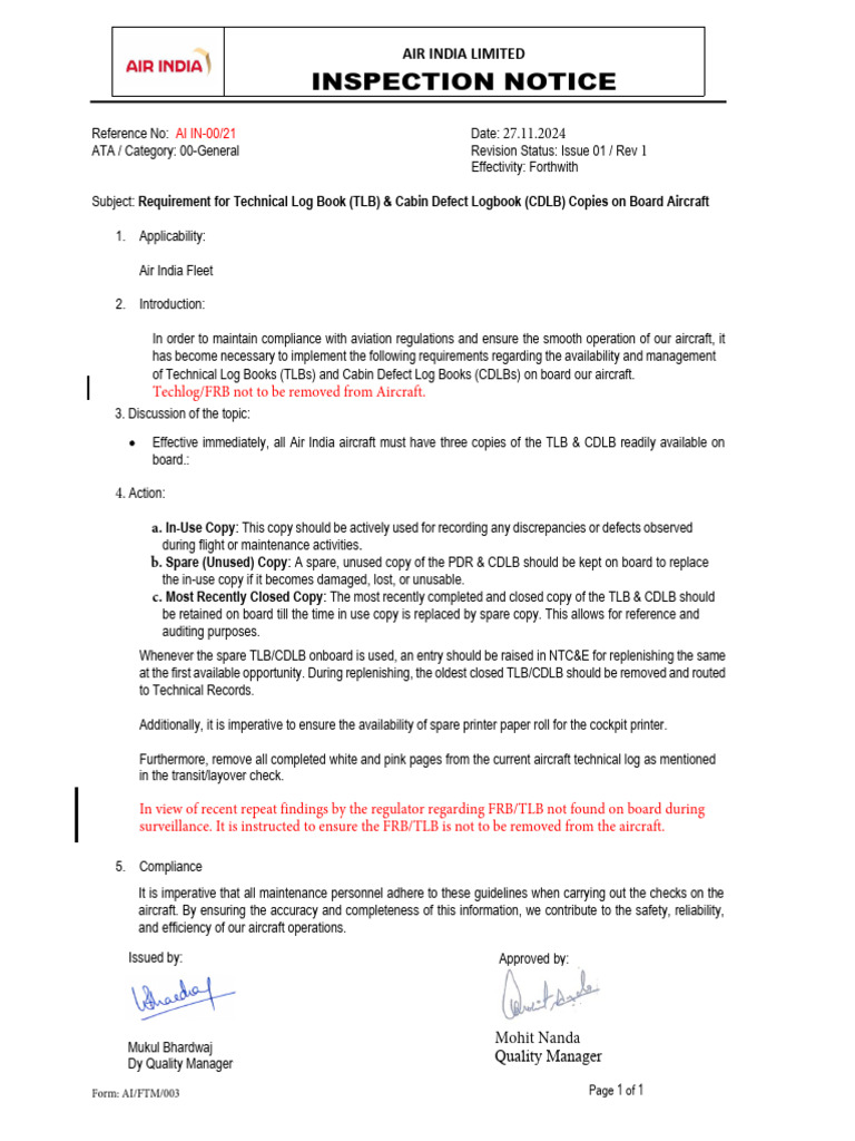 Cabin Defect Logbook Requirements | PDF | Aviation Safety | Aviation