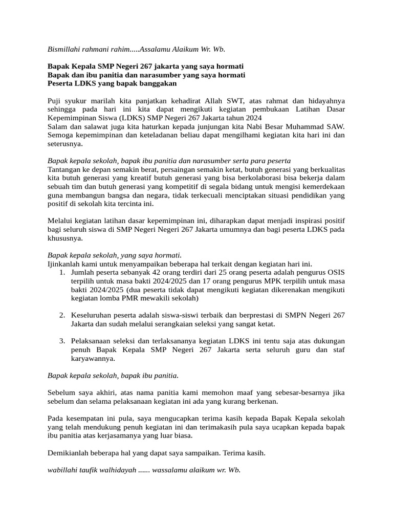 Contoh Sambutan | PDF