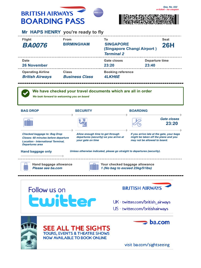 British Airways E-Ticket: Flight BA0076 | PDF | Transport | Civil Aviation