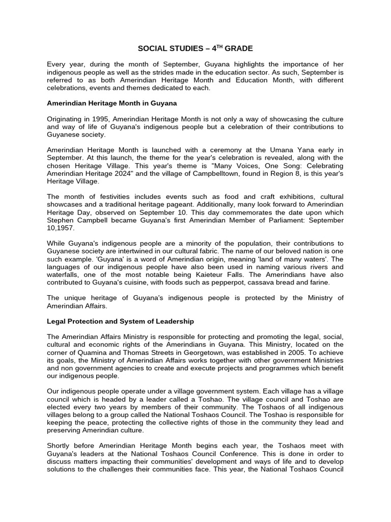 Guyana's Amerindian Heritage Month 2024 | PDF | Guyana
