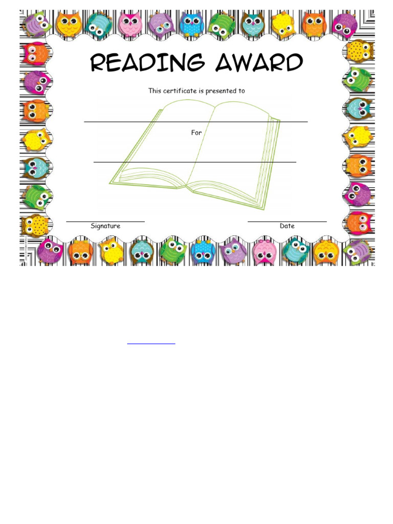 Reading Award Certificate Template 3 | PDF