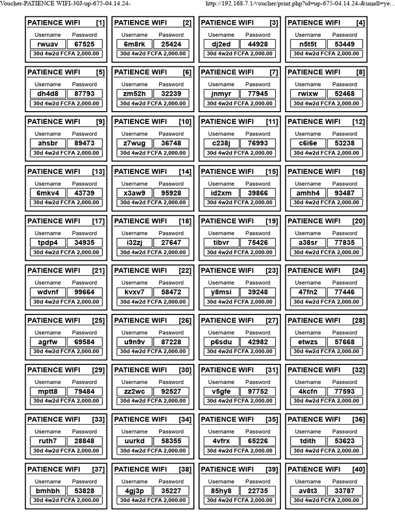 Voucher-PATIENCE WIFI-30J-up-675-04.14.24 | PDF | Data Management ...