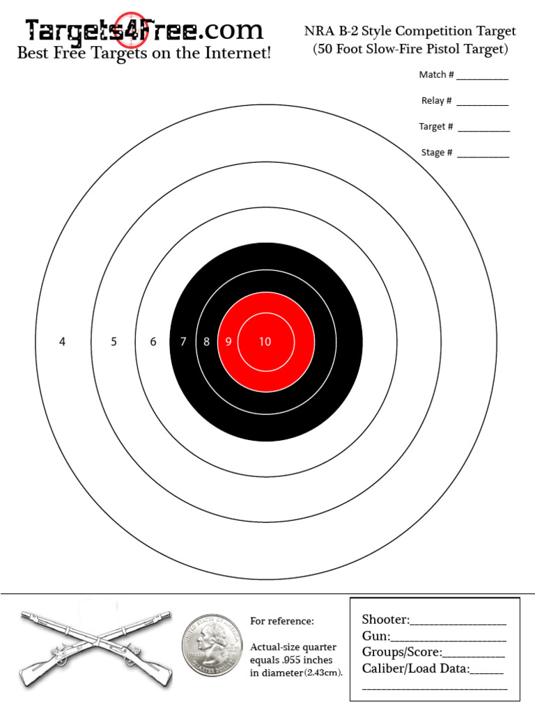 NRA B 2 Target Red Center Printable For Free Adapted by Targets4Free | PDF