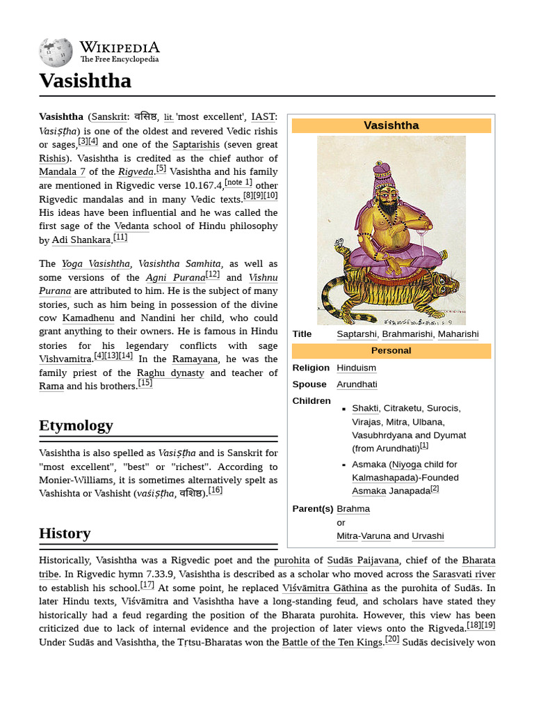 Vasishtha | PDF | Hindu Literature | Hindu Mythology
