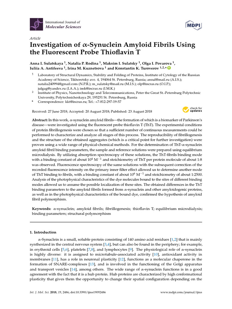 Thio-T paper | PDF | Amyloid | Cell Biology