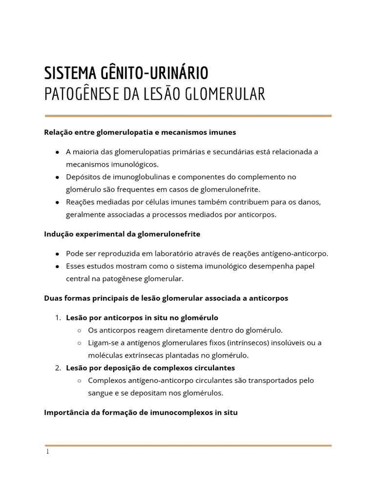 Patogenese Da Lesao Glomerular SGU | PDF | Anticorpo | Inflamação