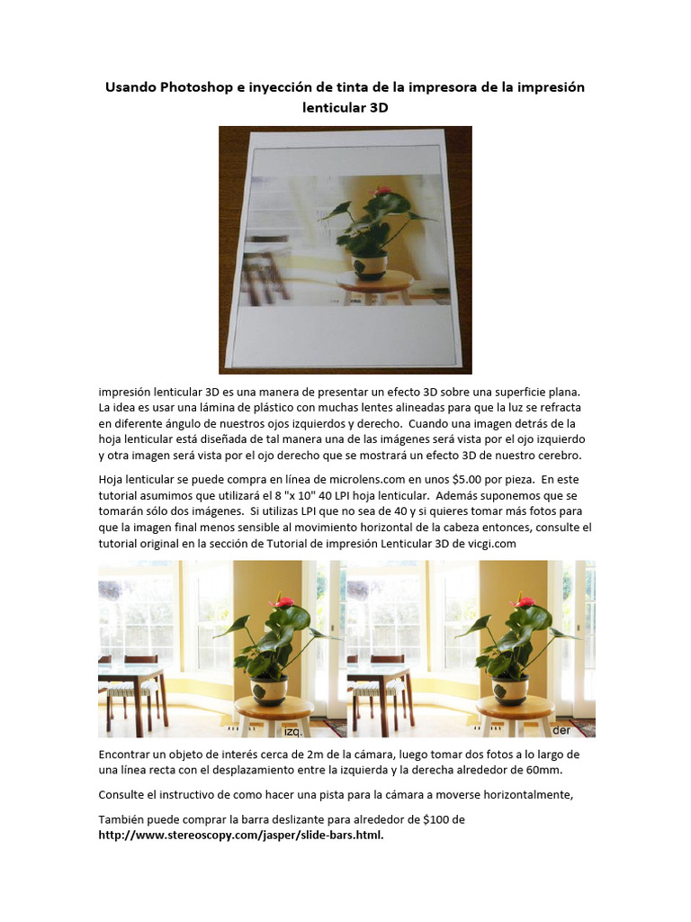 Guía DIY para Impresión Lenticular 3D | PDF