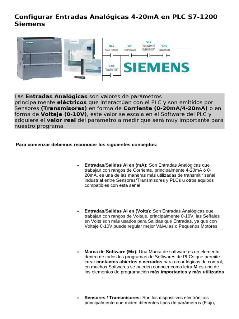 Configuración de Entradas 4-20mA S7-1200 | PDF | Controlador lógico ...