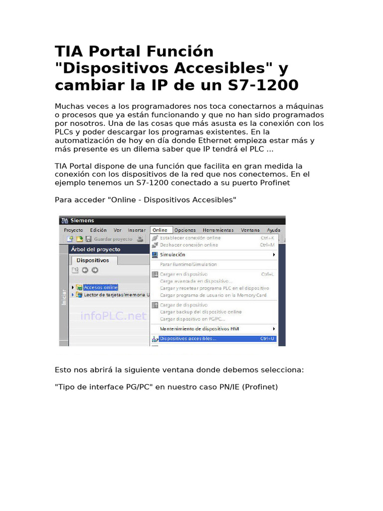 Conexión y cambio de IP en S7-1200 | PDF
