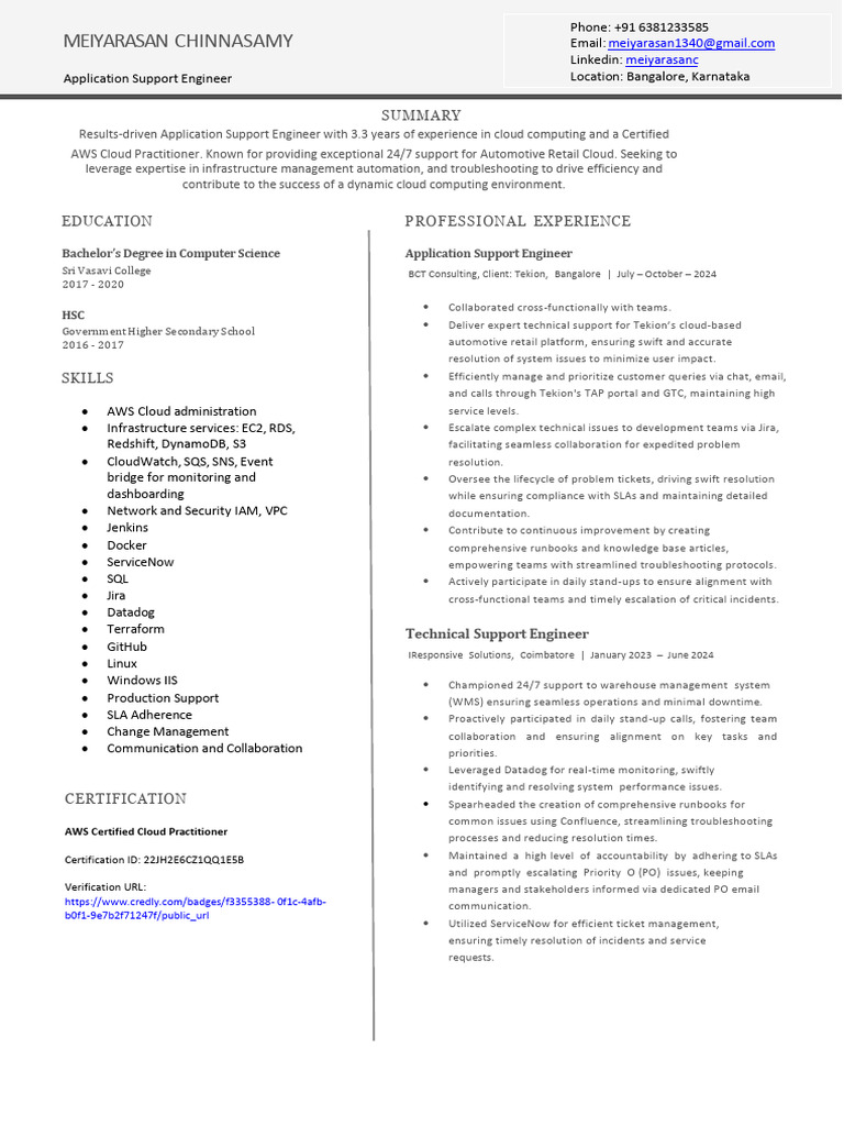 Meiyarasan C Resume -1 | PDF | Cloud Computing | Computing