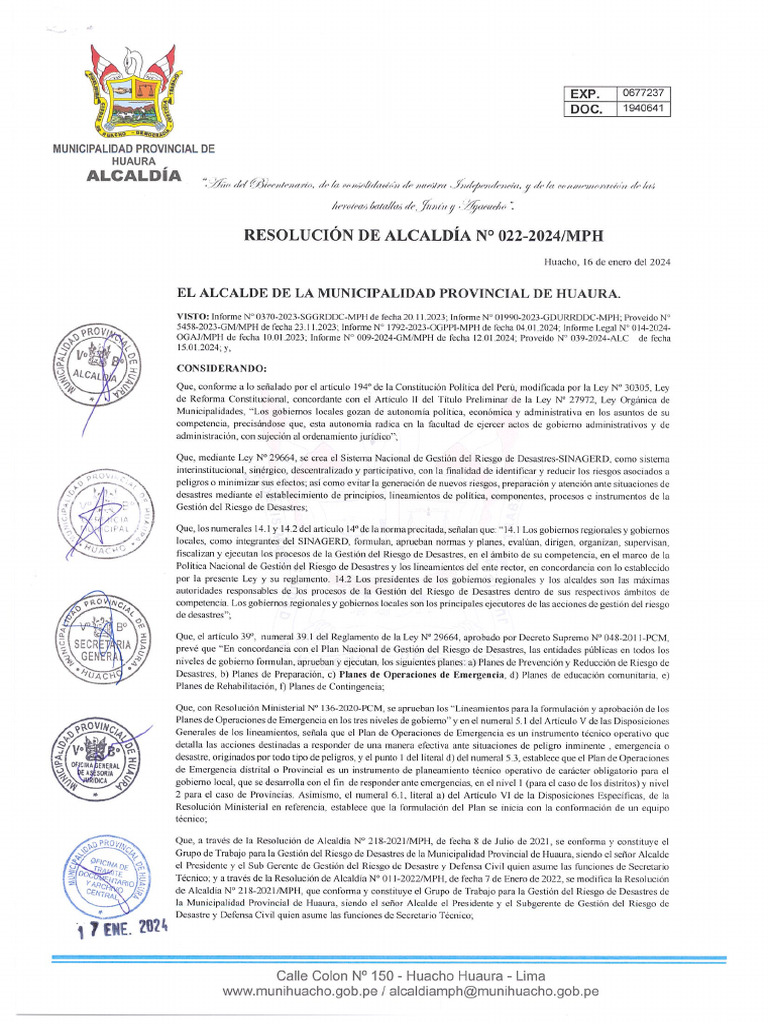 RA 22 - Plan de Operaciones | PDF