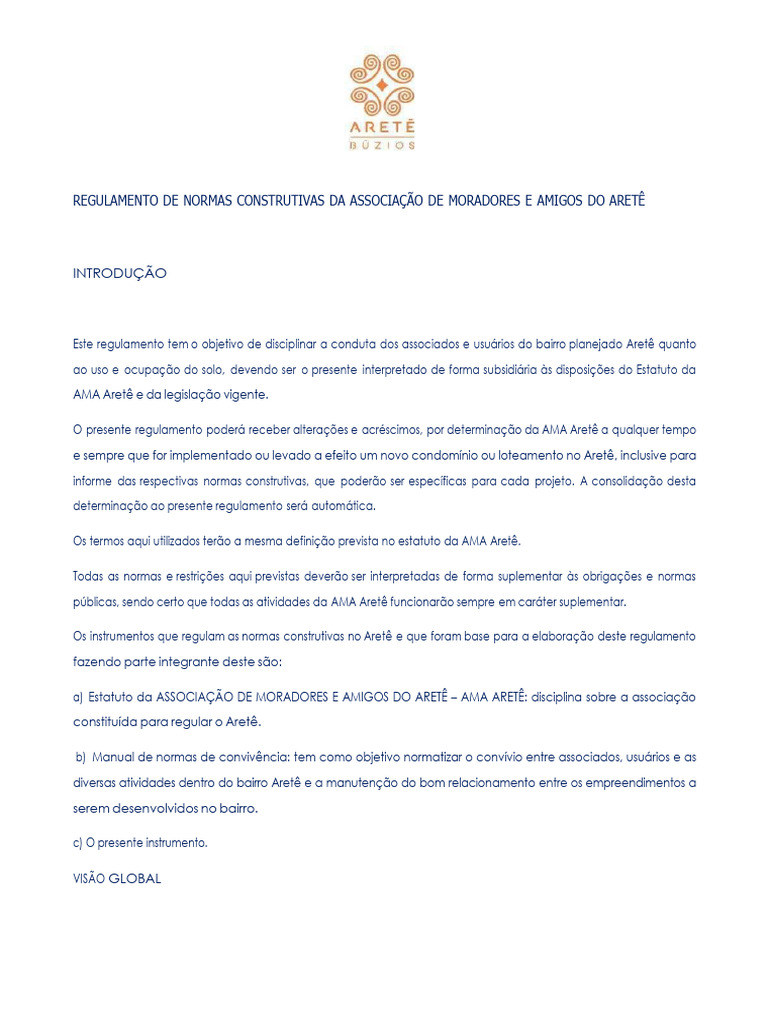 Regulamento de Normas Construtivas Da AMA Arete Final | PDF | Desperdício