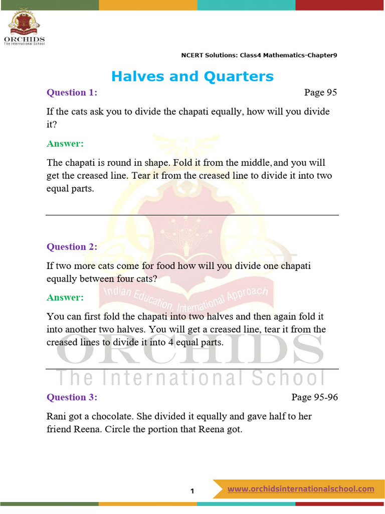 Grade 4 Maths Chapter 9 Halves and Quarters Compressed | PDF | Litre