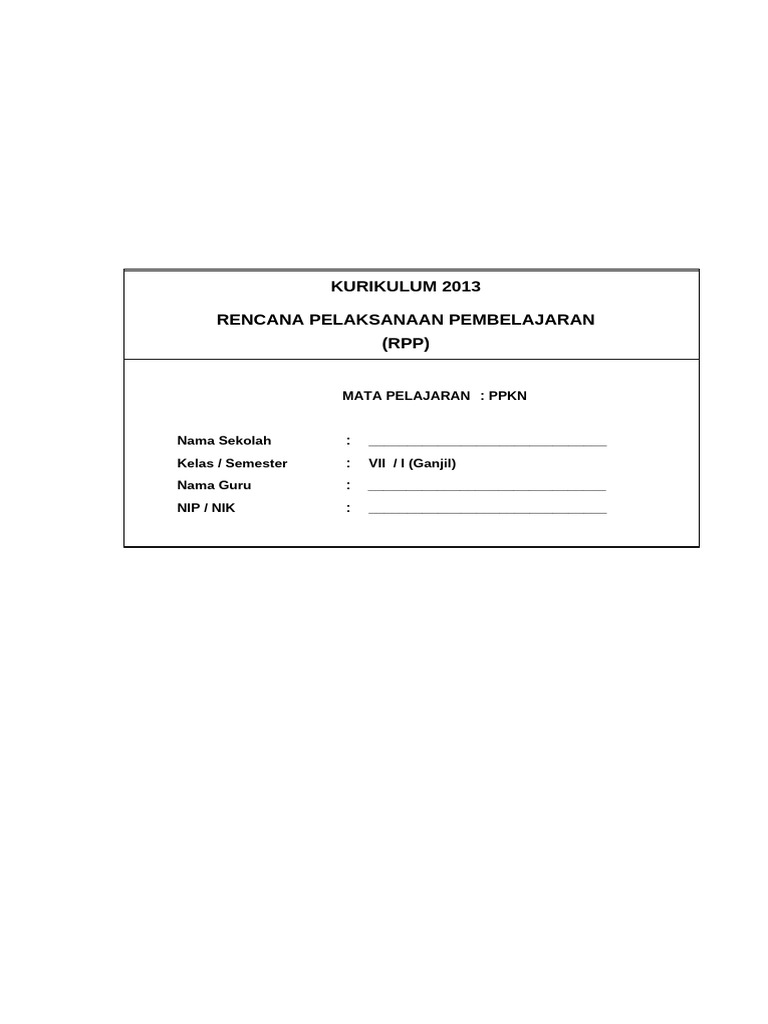 RPP 1 Semester 1-2 Inspiratif PPKN 7 | PDF