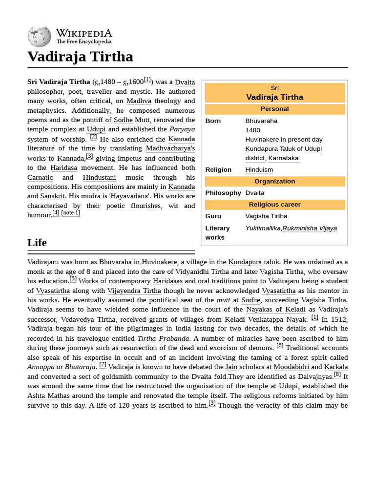 Vadiraja_Tirtha | PDF | Indian Philosophy