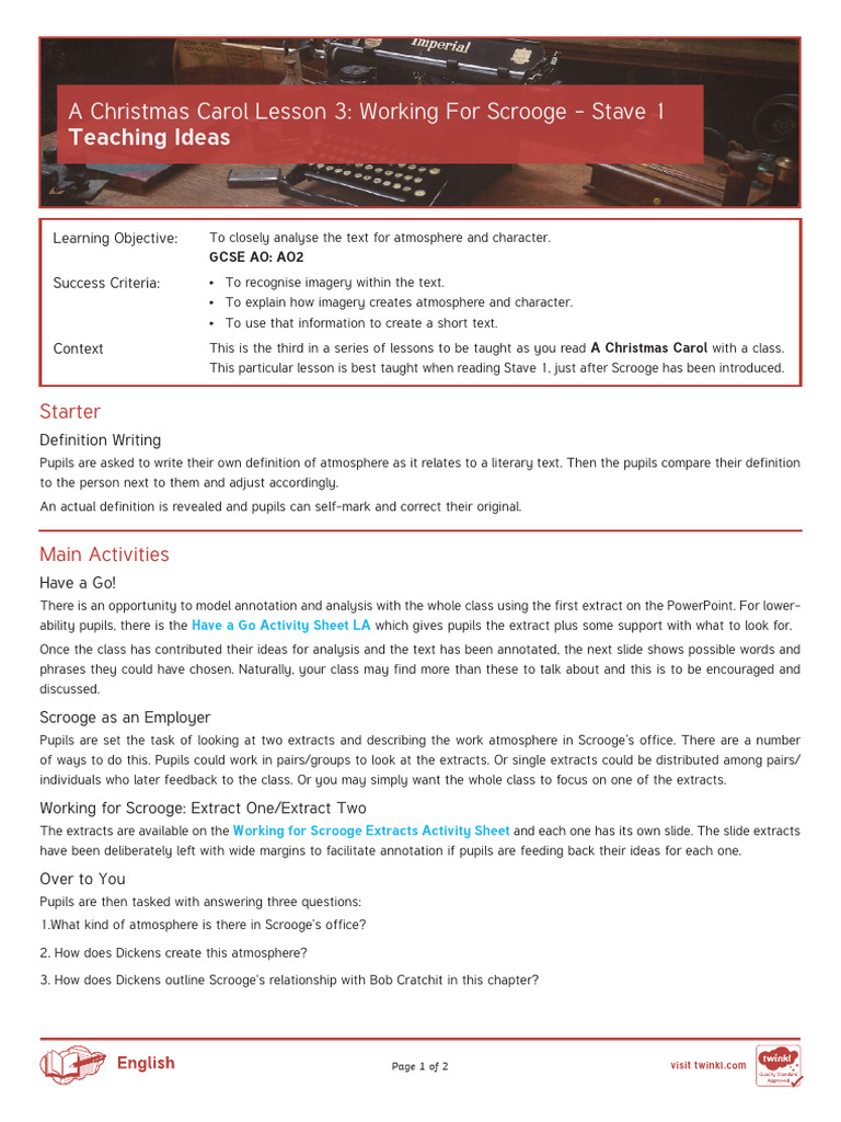 ACC L3 Teaching Ideas | PDF | Ebenezer Scrooge | A Christmas Carol