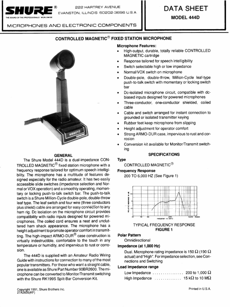 Microfono Shure 444D | PDF