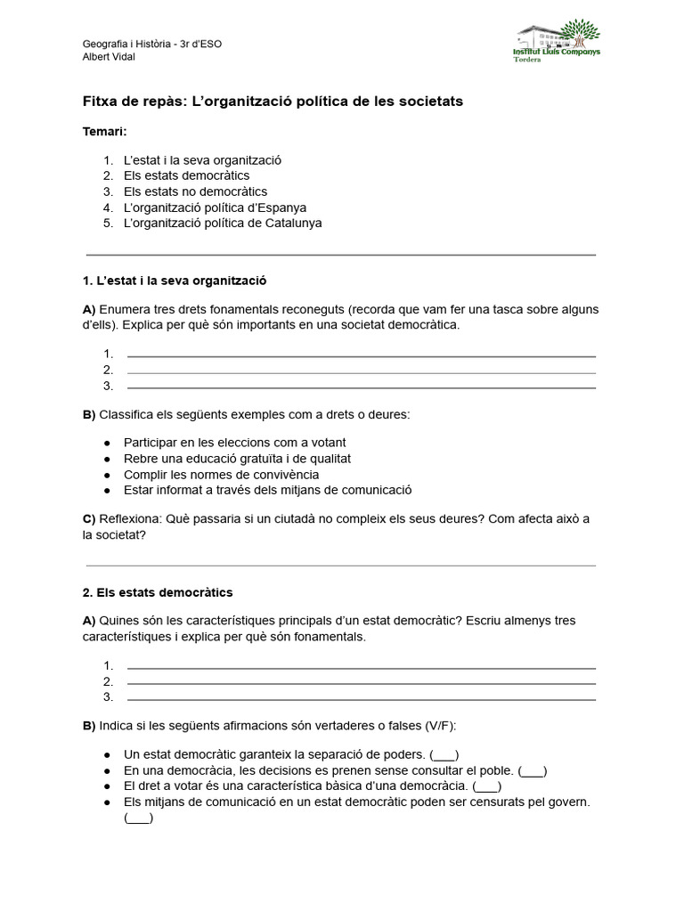 Fitxa Repàs Tema 1 | PDF