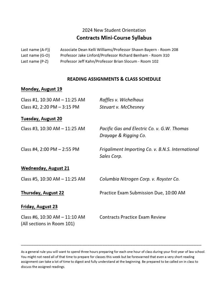 Orientation Contracts Syllabus | PDF
