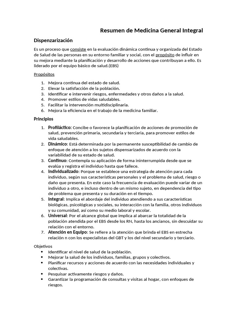 Resumen de Medicina General Integral | PDF | Enfermería | Medicina Familiar