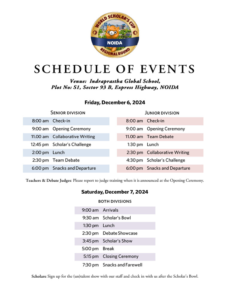 Noida Round Schedule 2024 | PDF