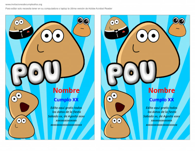 Invitaciones-de-cumpleanos-de-Pou-1 | PDF