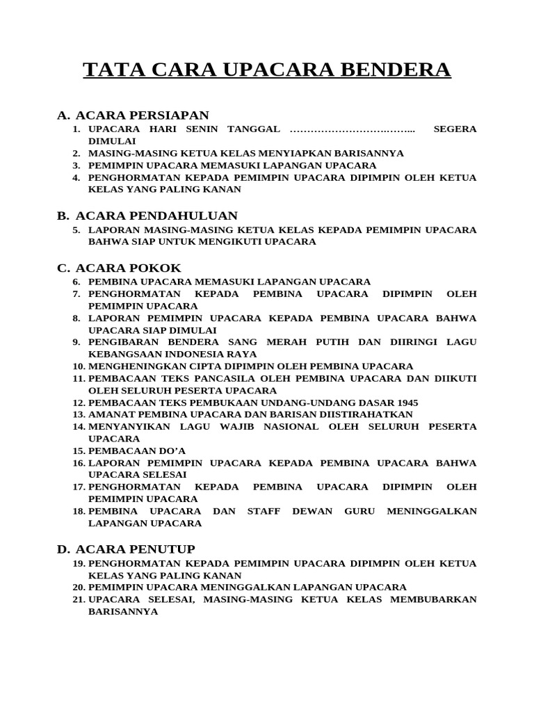 Tata Cara Upacara Bendera | PDF