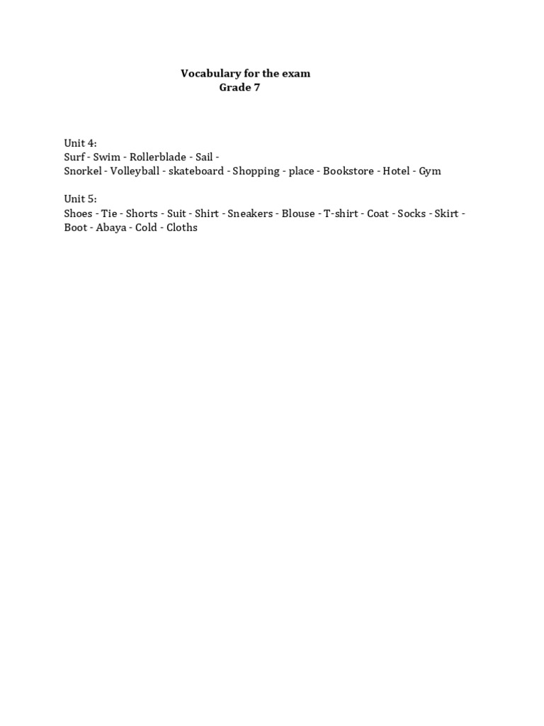 Grade 7 - Vocabs | PDF