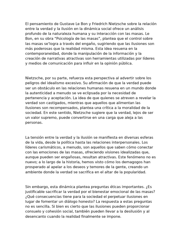 Gustav Lebons y Friederich Nichte | PDF | Verdad | Friedrich Nietzsche