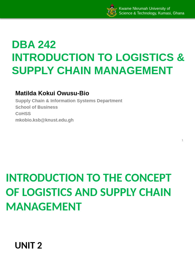Logistics & Supply Chain Basics | PDF | Logistics | Warehouse