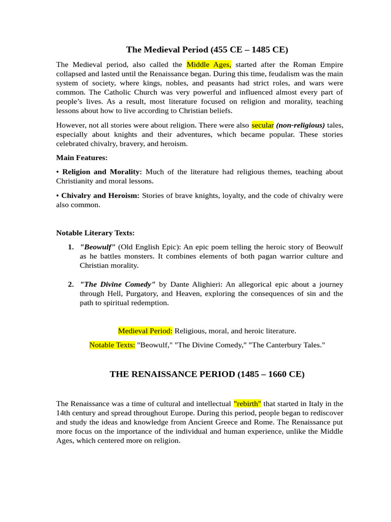 The Medieval Renaissance Reformation Period. Goen Report | PDF ...