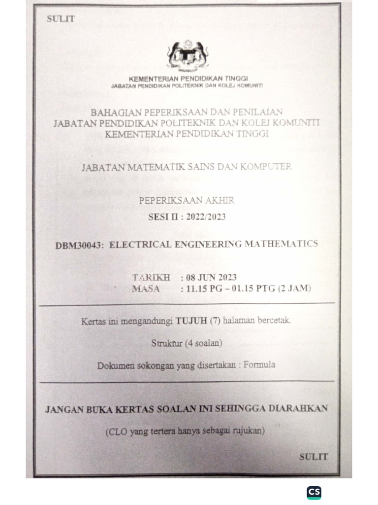 Skema Math 3 Sesi II 20222023 | PDF