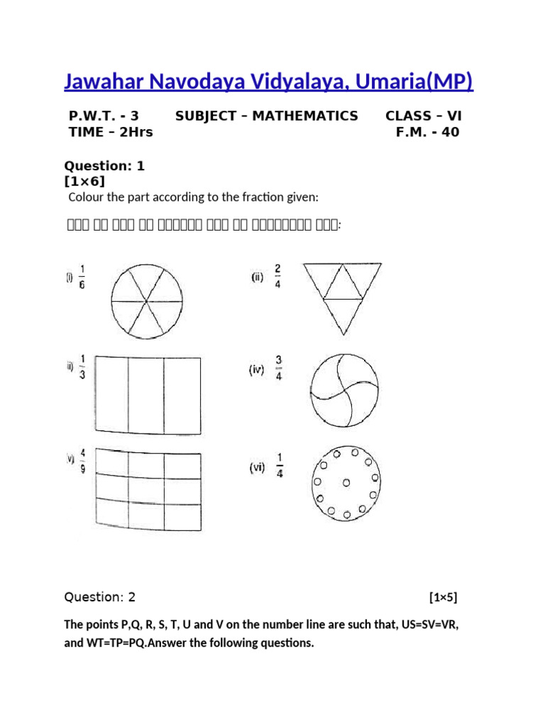 Class 6 PWT 3 Question | PDF