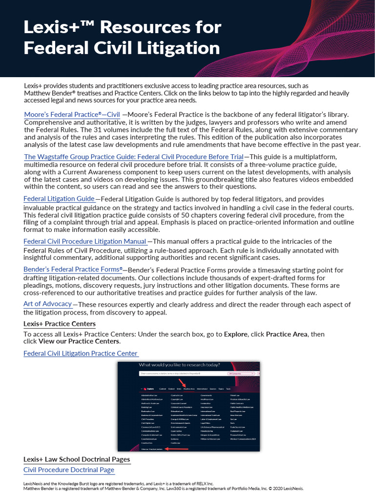 lexis-plus-civil-litigation-mb | PDF | Lawsuit | Discovery (Law)