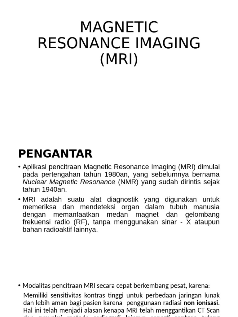 Magnetic Resonance Imaging (Mri) | PDF